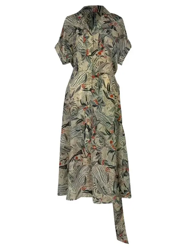 Ralph Lauren Multicolor Abstract Print Belted Shirt Dress - Neutrals