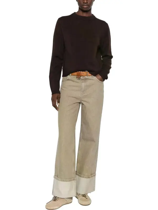 I BLUES Ribbed-trim Crew-neck Sweater - Brown