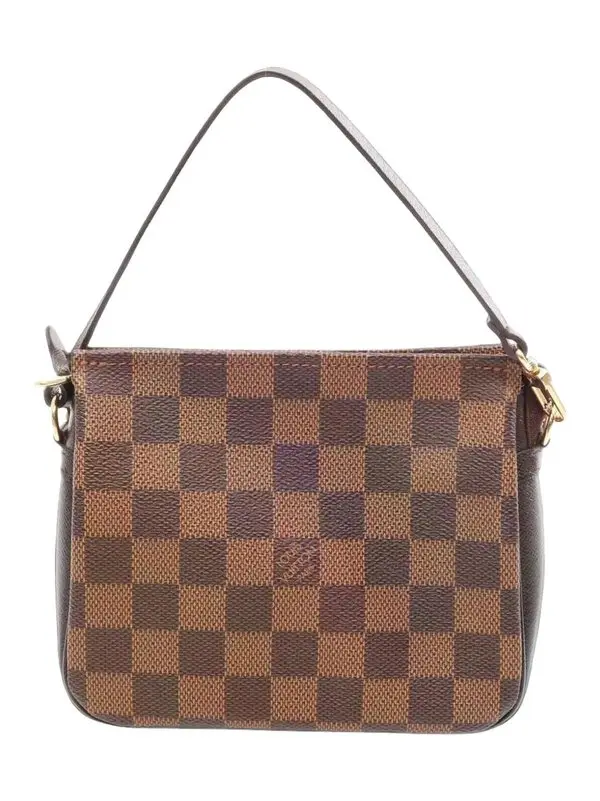 LOUIS VUITTON Damier Ebene Canvas Leather Trimmed Tote Bag - Brown