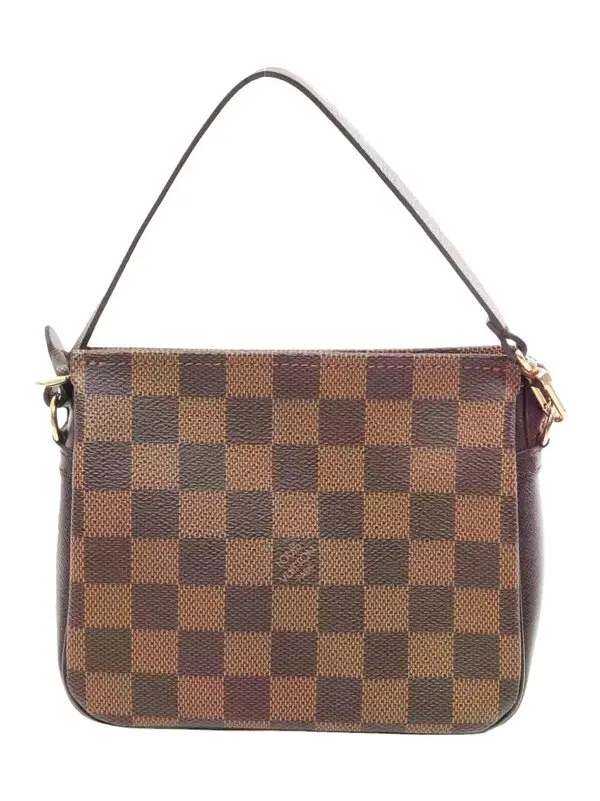 LOUIS VUITTON Damier Ebene Canvas Leather Trimmed Tote Bag - Brown