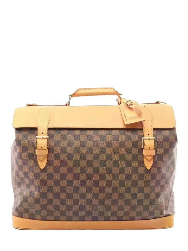 LOUIS VUITTON 1996 Damier Ebene Clipper Boston Bag - Brown
