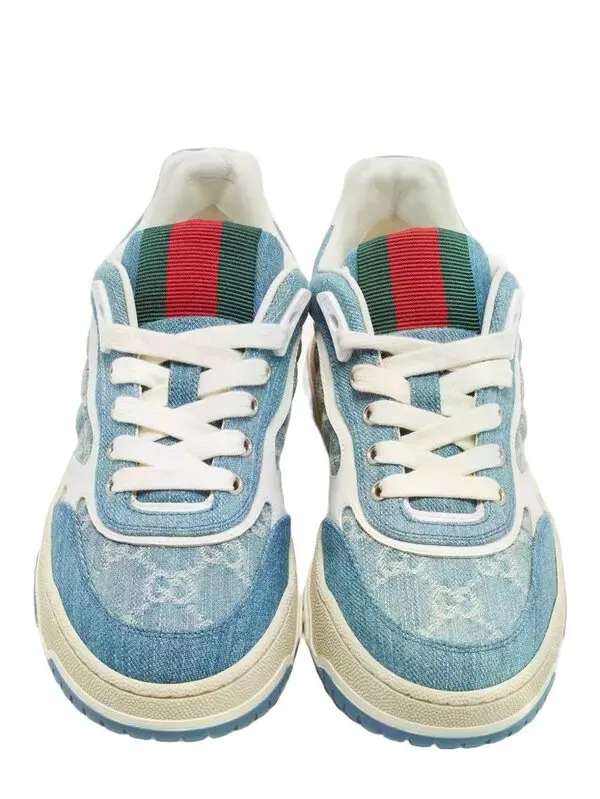 Gucci Gg Denim Lace-up Sneakers - Blue