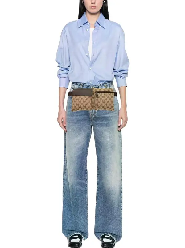Gucci Gg Canvas Double Pocket Belt Bag - Neutrals