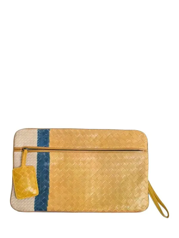 Bottega Veneta Intrecciato Zipped Clutch Bag - Brown