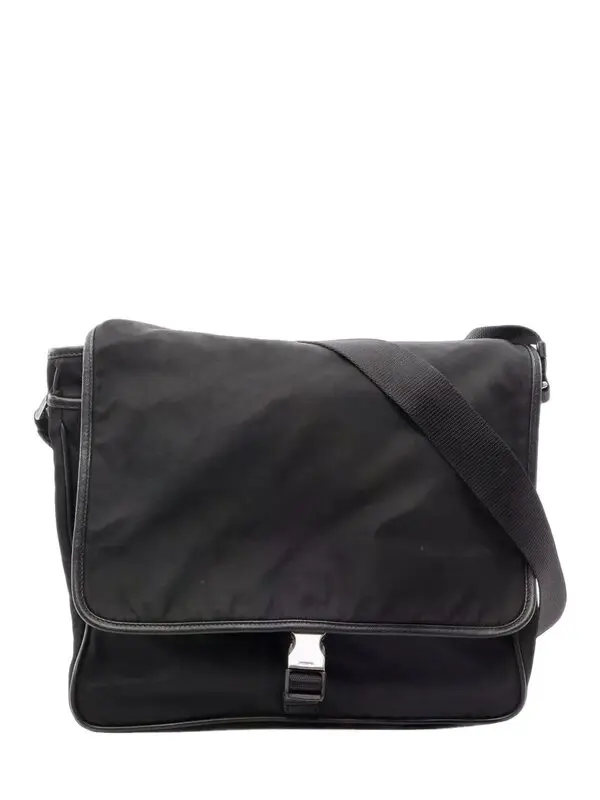 Prada Saffiano Leather Trim Messenger Bag - Black