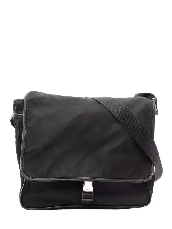 Prada 2000s Leather-trim Messenger Bag - Black