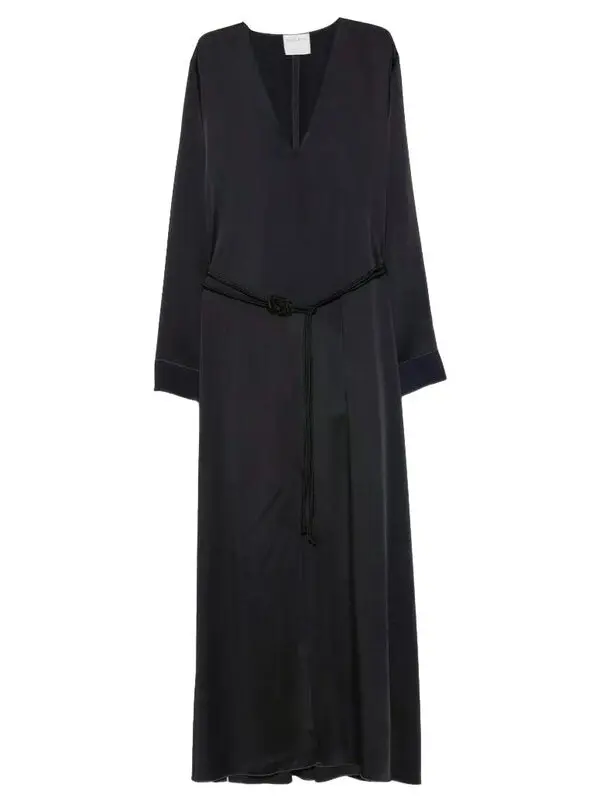 FORTE_FORTE Belted V-neck Maxi Dress - Blue
