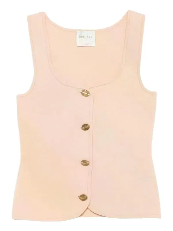 FORTE_FORTE Knitted Vest With Button Detail - Neutrals