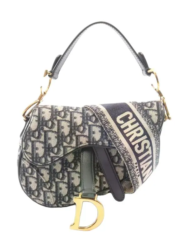 Dior 2010s Oblique Jacquard Saddle Handbag - Neutrals