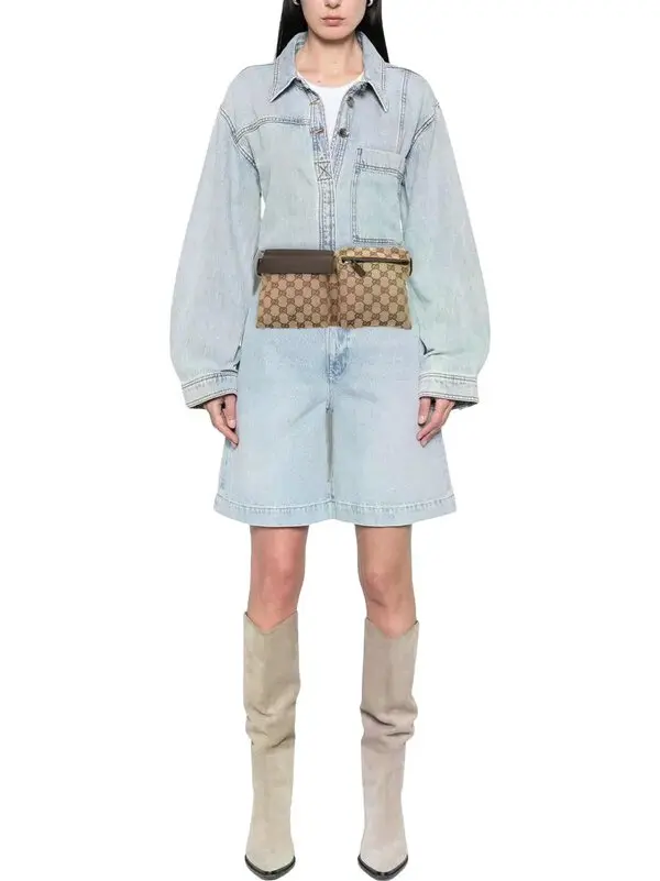 Gucci Gg Canvas Double Pocket Belt Bag - Neutrals