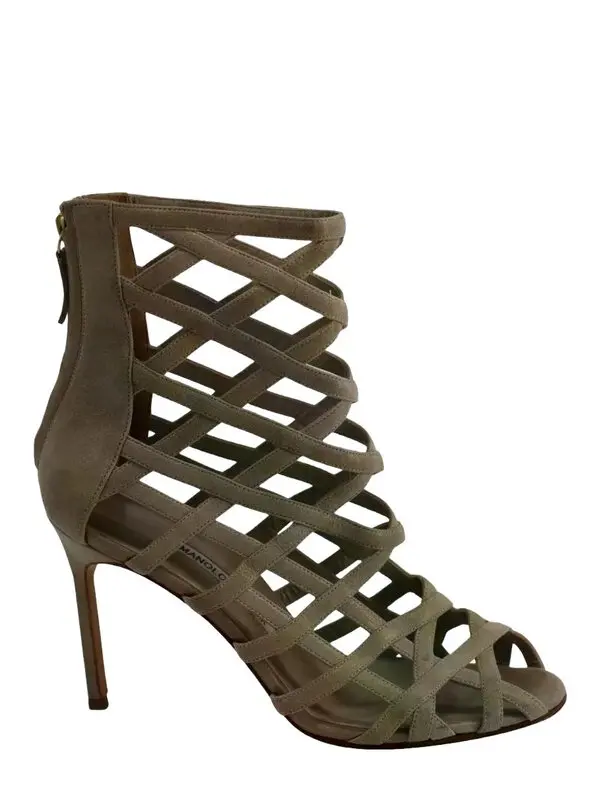 Manolo Blahnik Vagibu Cage Sandals - Neutrals