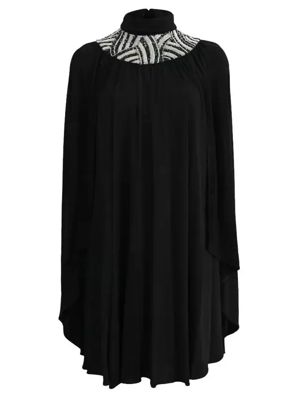 Saint Laurent Embellished Cape Dress - Black