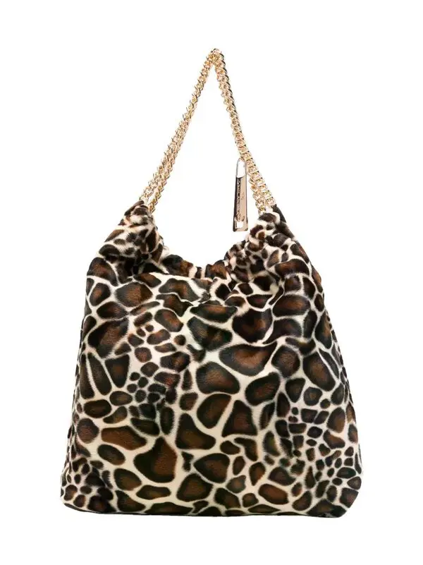 LA MILANESA Giraffe-print Chain-link Tote Bag - Neutrals