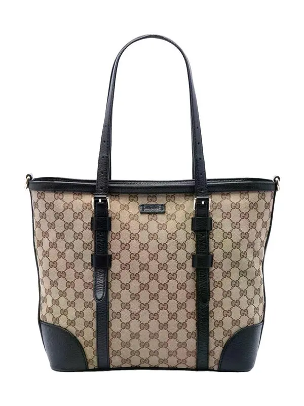 Gucci Gg Canvas Convertible Tote Satchel - Black