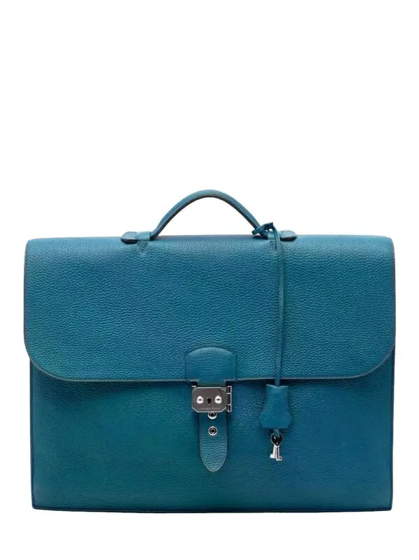 Hermès Togo Sac A Depeches 38 Business Bag - Blue