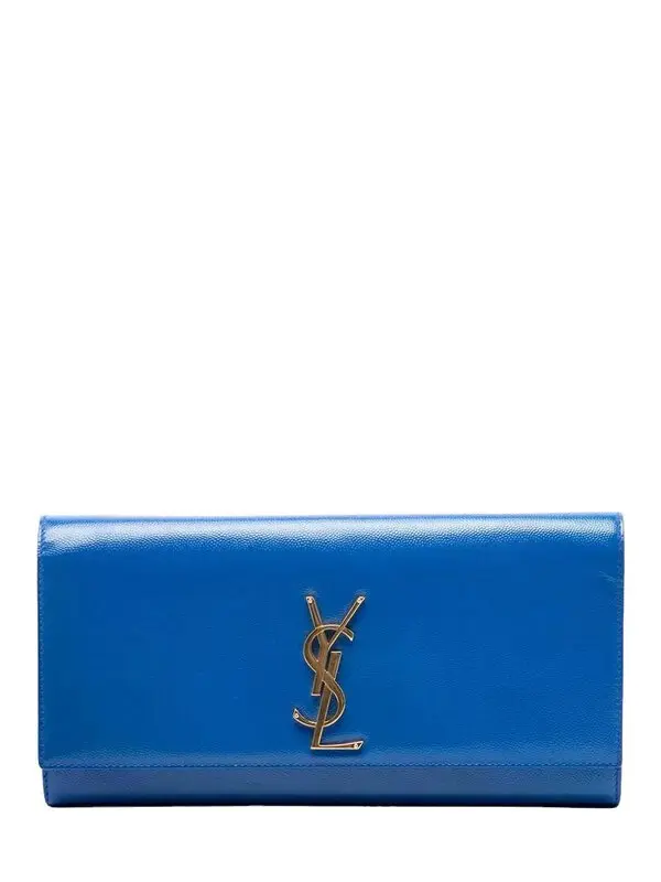 Saint Laurent 2013 Grain De Poudre Monogram Cassandre Clutch Bag - Blue