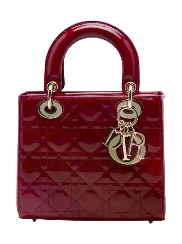 Dior Patent Cannage Lady Satchel - Red