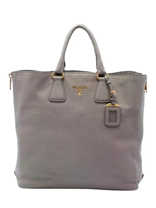 Prada Vitello Daino Side Zip Tote Bag - Grey