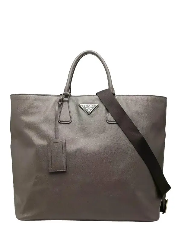 Prada Saffiano Shopping Tote Satchel - Brown