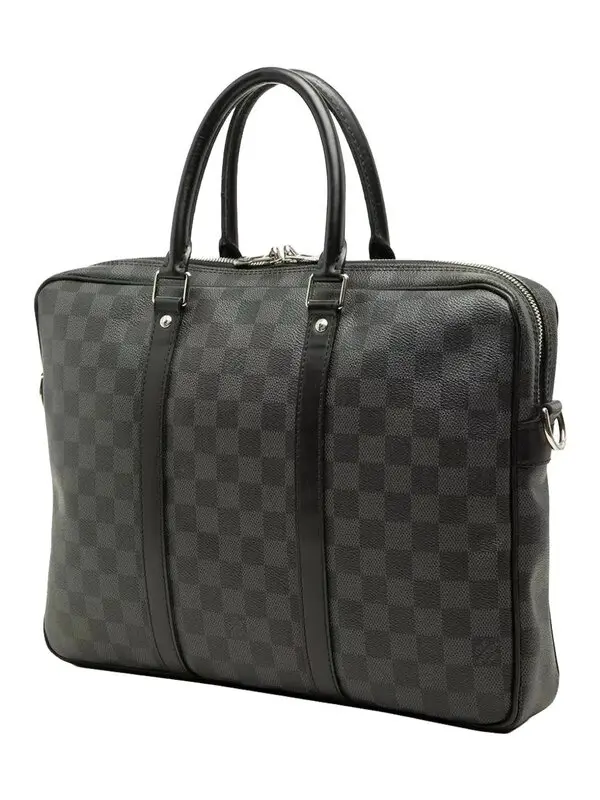 LOUIS VUITTON 2018 Damier Graphite Porte Documents Voyage Pm Business Bag - Black