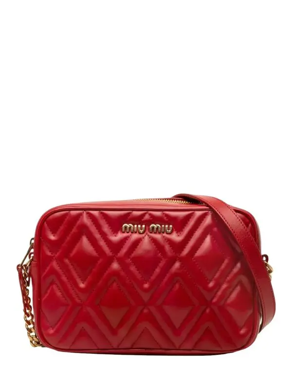 Miu Miu Matelassé Nappa Chain Camera Bag - Red