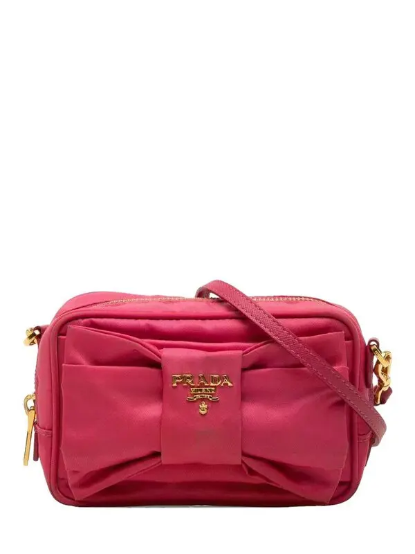 Prada Tessuto Fiocco Bow Camera Bag Crossbody Bag - Pink