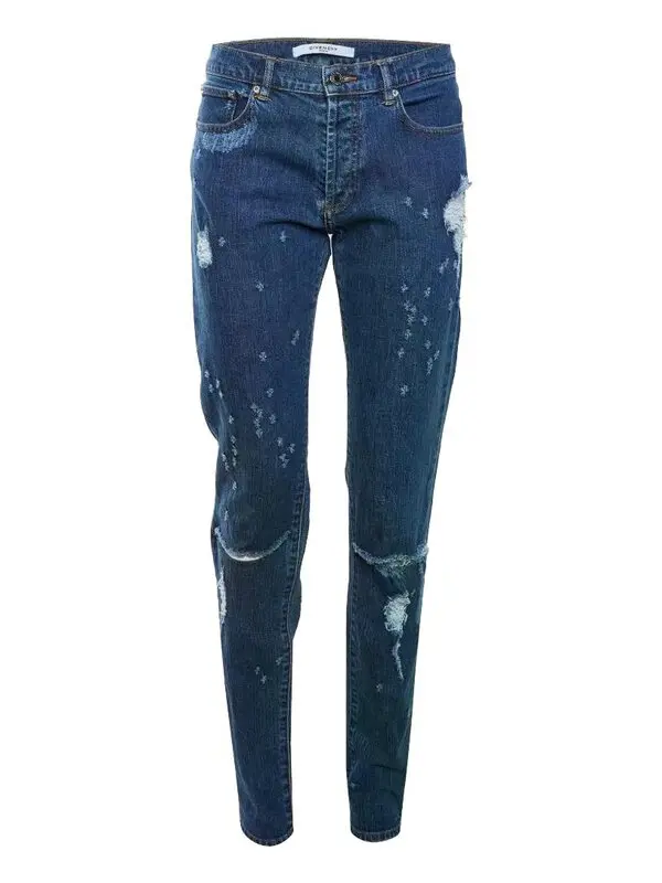 Givenchy Distressed Slim Fit Jeans - Blue