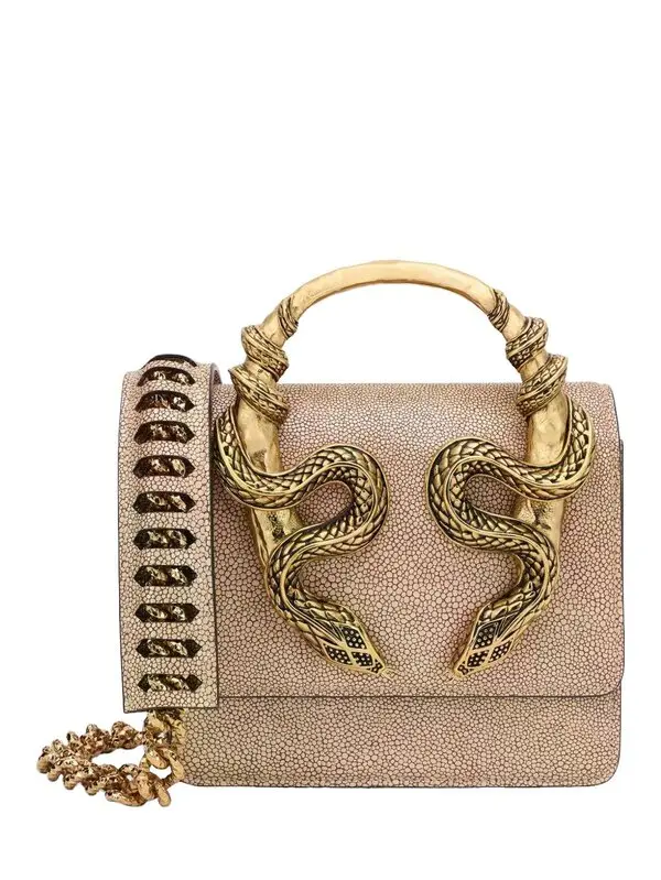 Roberto Cavalli Serpenti Stingray-effect Clutch Bag - Neutrals