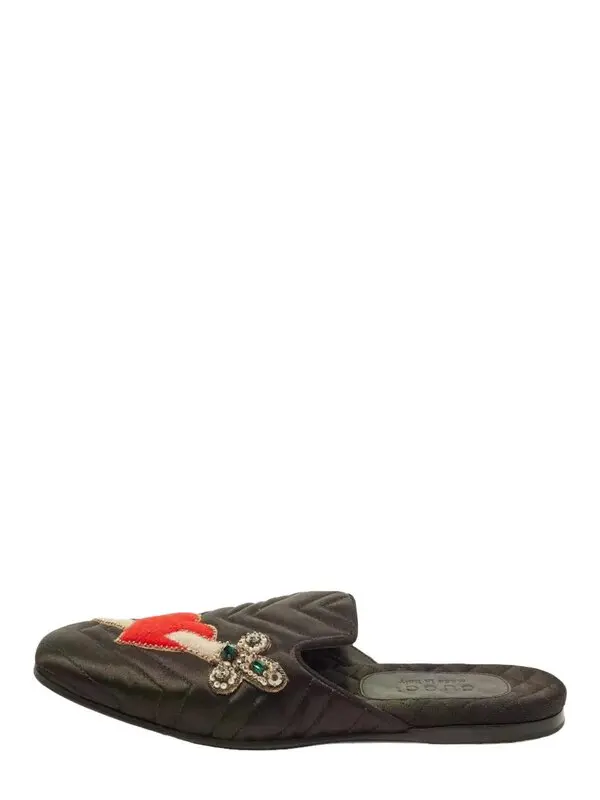 Gucci Quilted Heart-patch Mules - Brown