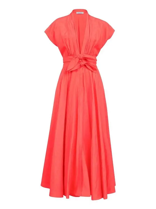 ALAÃA Alaïa Belted Midi Dress - Red