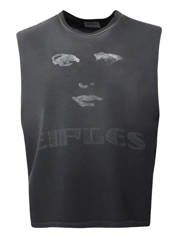 EIFLES Graphic Print Regular Fit Sleeveless Top - Black