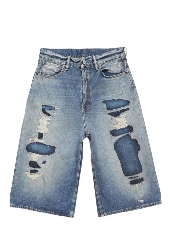 Acne Studios Mended Denim Shorts - Blue