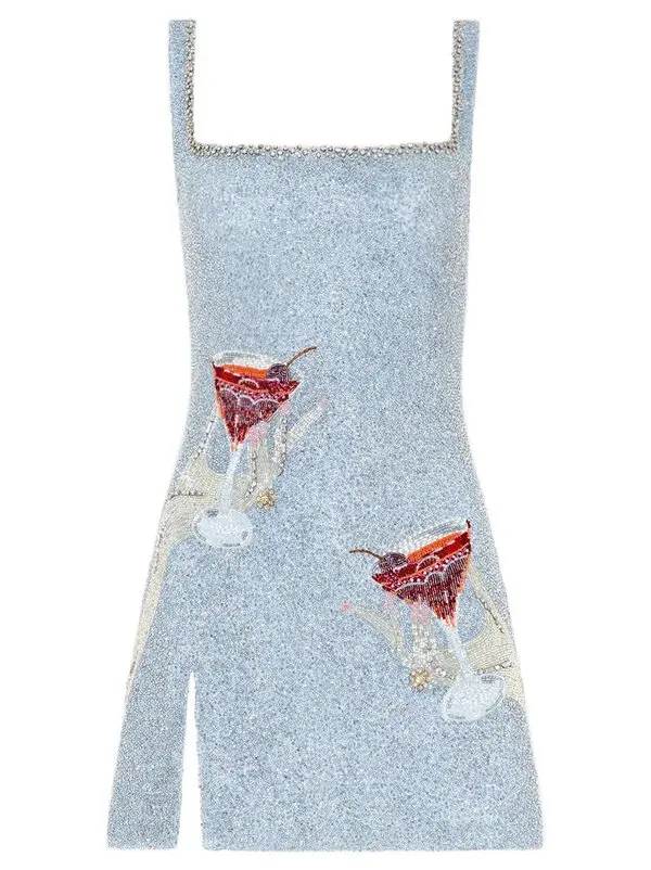 CLIO PEPPIATT Embellished Martini Mini Dress - Blue