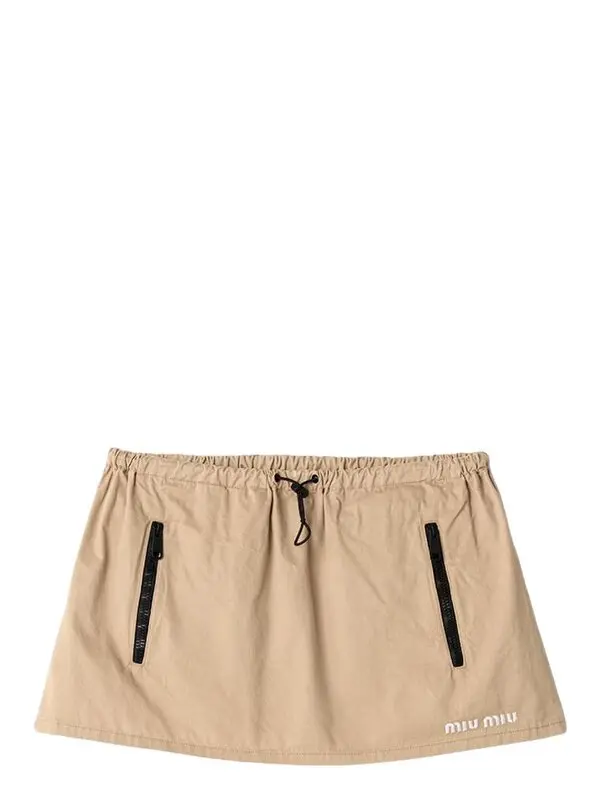 Miu Miu Washed Gabardine Mini Skirt - Beige