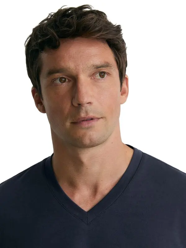 REISS Malibu Cotton V-neck Relaxed-fit T-shirt - Navy