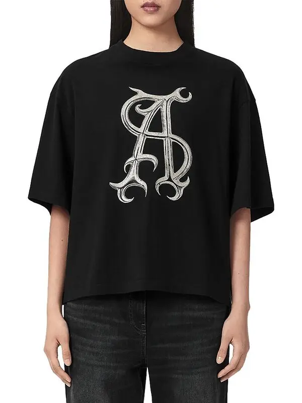 ALLSAINTS Reflex Amelie Cotton Graphic Tee - Black