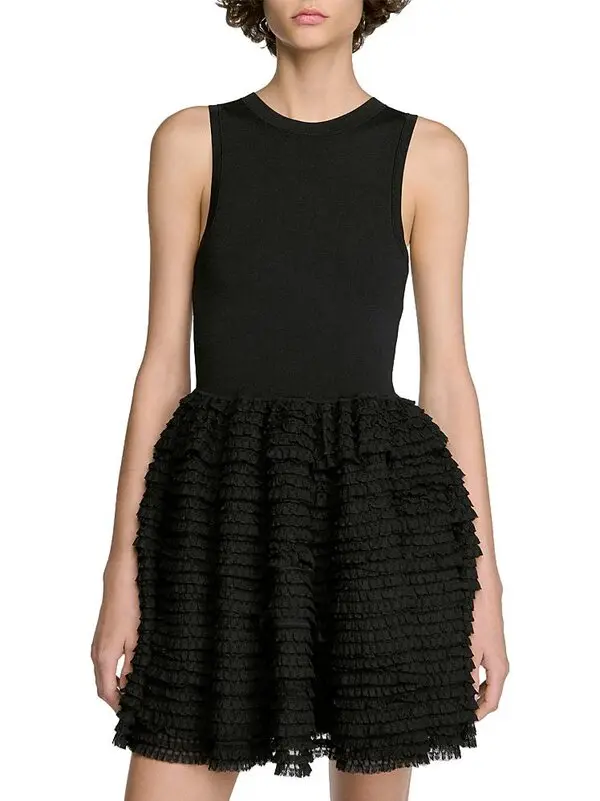 Sandro Dua Ruffled Mini Dress - Black