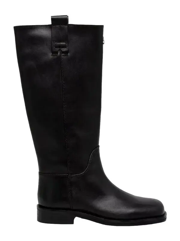 Patrizia Pepe Logo-plaque Leather Boots - Black