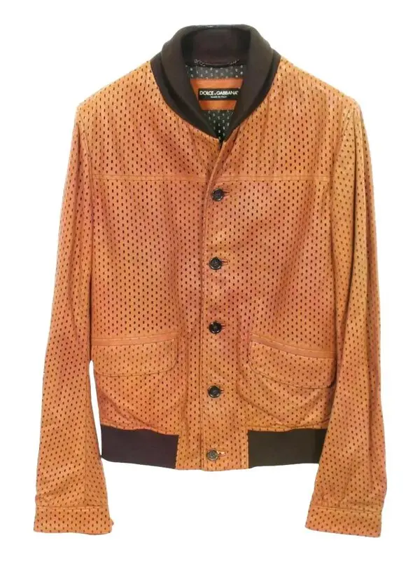 Dolce & Gabbana Perforated Leather Jacket - Orange