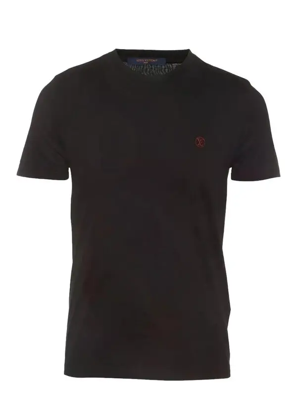 LOUIS VUITTON Embroidered-logo Crew-neck T-shirt - Black