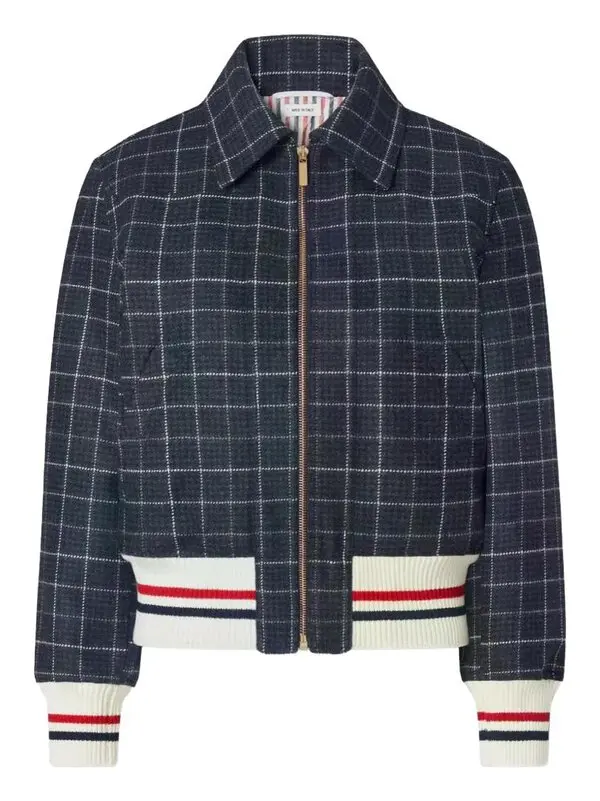 Thom Browne Windowpane Houndstooth Tweed Jacket - Blue