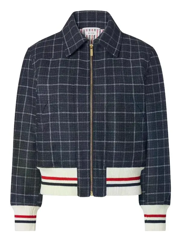 Thom Browne Windowpane Houndstooth Tweed Jacket - Blue