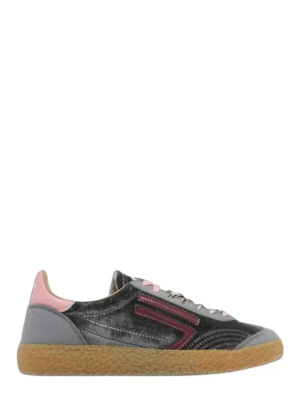 PURAAI Velvet-effect Panelled Lace-up Sneakers - Grey