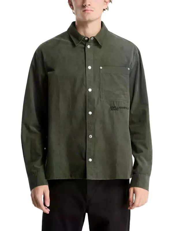 Karl Lagerfeld Logo-embroidered Corduroy Shirt - Green