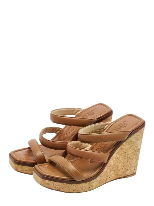 JIMMY CHOO Athena Cork Wedge Sandals - Brown