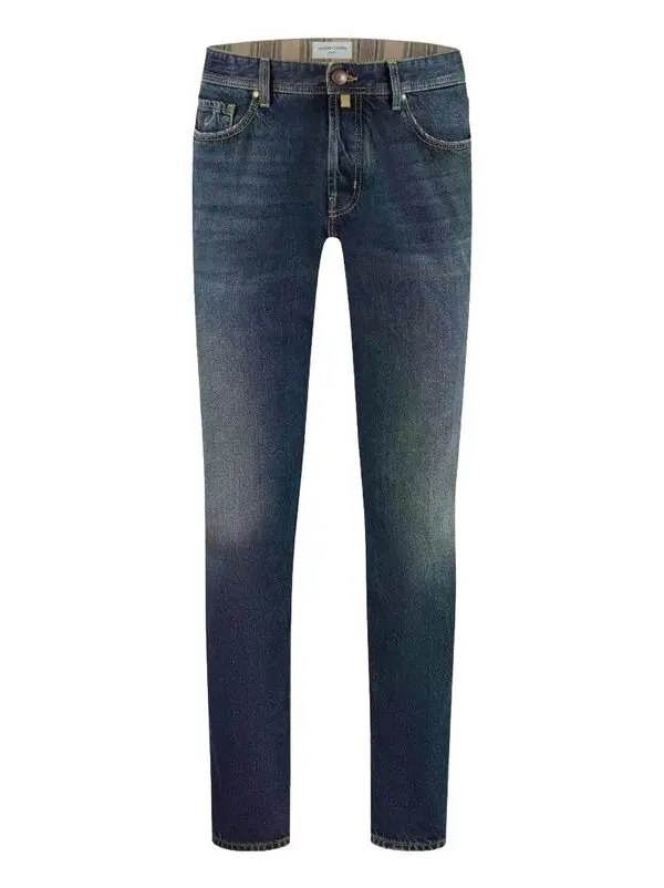 Jacob Cohen Whiskered Jeans With Logo Patch - Blue