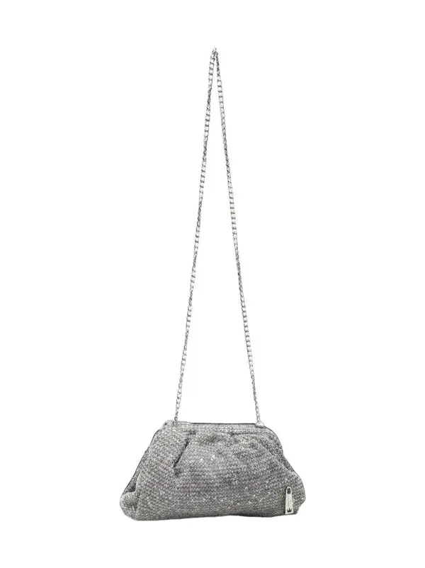 LA MILANESA Sequin Embellished Knitted Clutch Bag - Grey