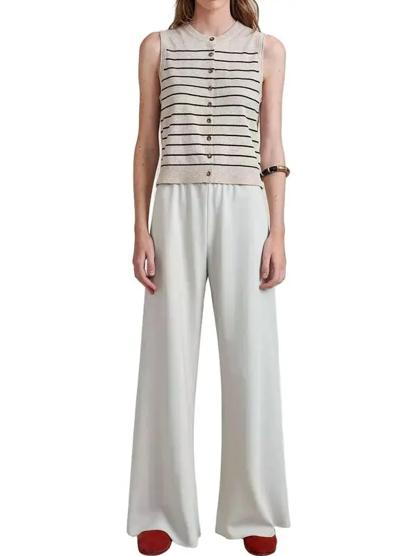 LA LIGNE Sleeveless Striped Cardigan - Neutrals