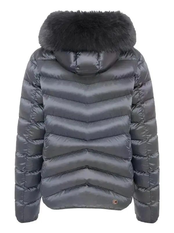 COLMAR Quilted Coat With Faux Fur Trim - Grey