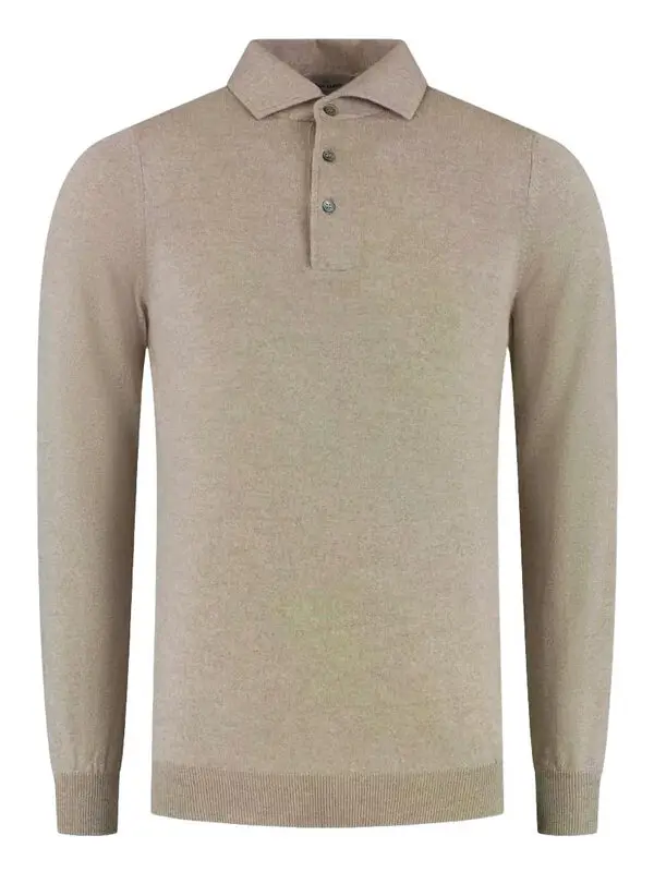 GRAN SASSO Long-sleeve Knitted Polo Shirt - Neutrals